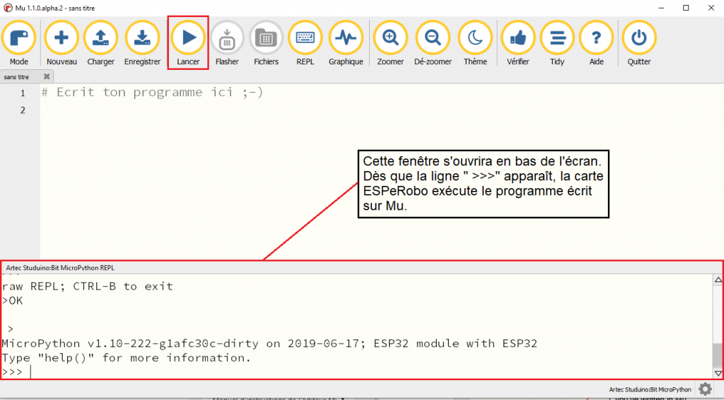 Présentation de l'éditeur Mu - EcoleRobots